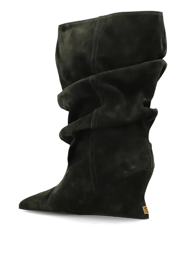 Balmain Suede Wedge Ankle Boots