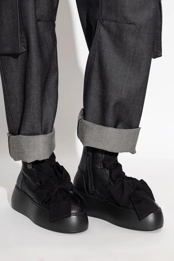 Agl Leather Platform Shoes "vibe Ribbon