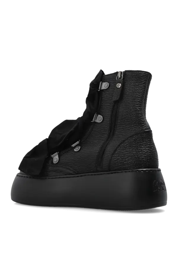 Agl Leather Platform Shoes "vibe Ribbon