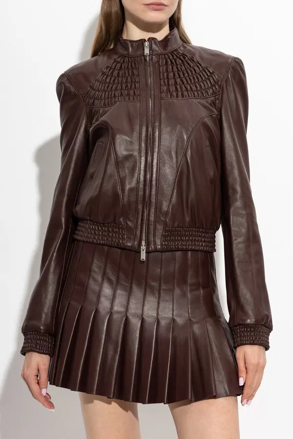 Alexander McQueen Leather Jacket With Stand-up Collar