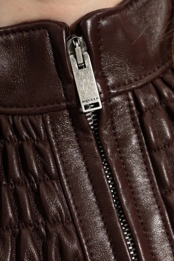 Alexander McQueen Leather Jacket With Stand-up Collar