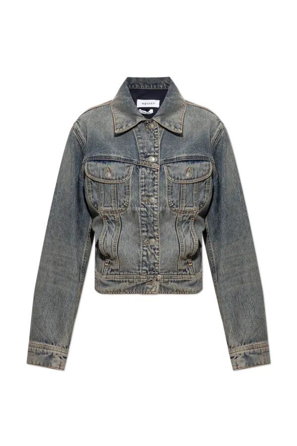 Alexander McQueen Denim Jacket With A 'vintage' Effect - Blue