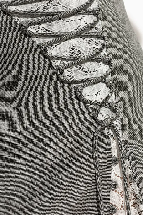 Alexander McQueen Wool Skirt With Lace Insert