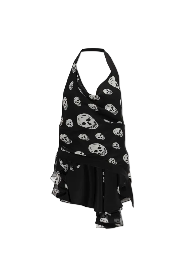 Alexander McQueen Silk Top With Open Back - Black