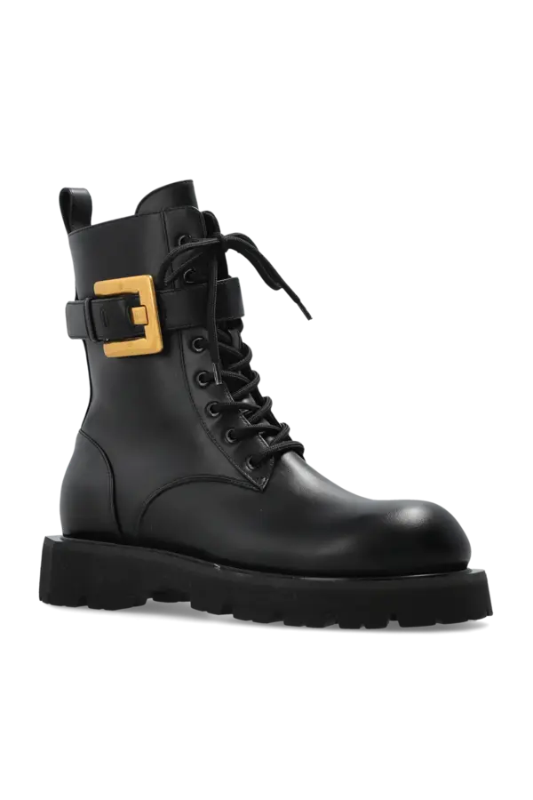 Balmain Leather Ankle Boots With Buckle