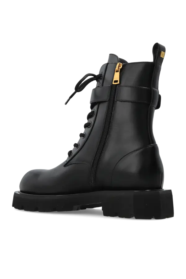 Balmain Leather Ankle Boots With Buckle