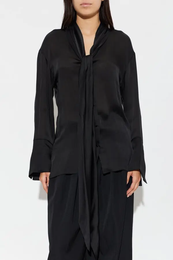 Balmain Silk Shirt With Decorative Scarf