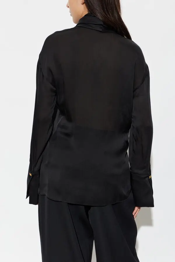 Balmain Silk Shirt With Decorative Scarf
