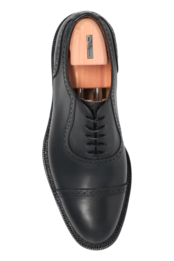 Kiton Leather Oxford Shoes With Cap Toe And Broguing