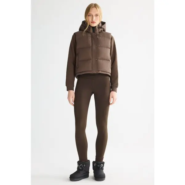 OROLAY Down Puffer Vest With Detachable Hood - Coffee