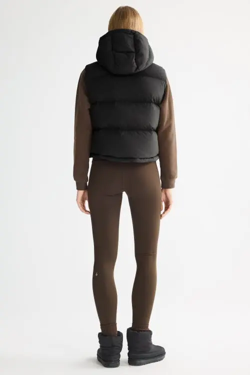 OROLAY Down Puffer Vest With Detachable Hood - Coffee