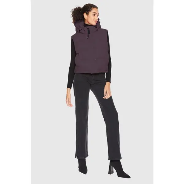 OROLAY Down Puffer Vest With Detachable Hood - Purple