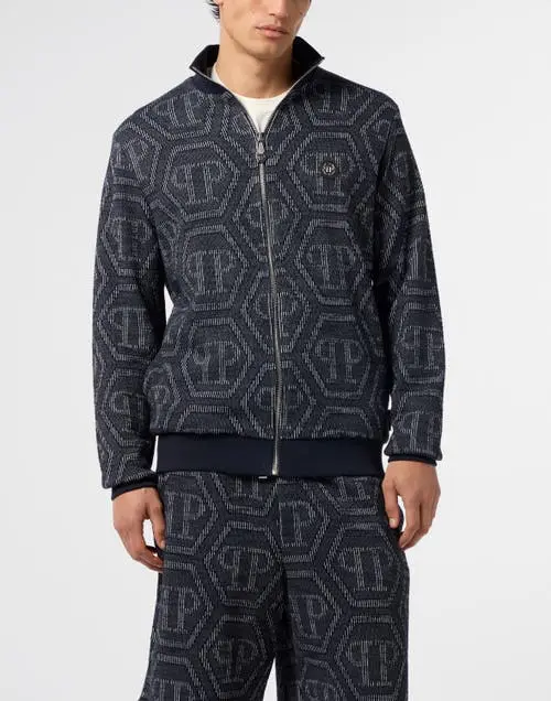 Philipp Plein Jacquard Tracksuit Jacket Monogram - Navy