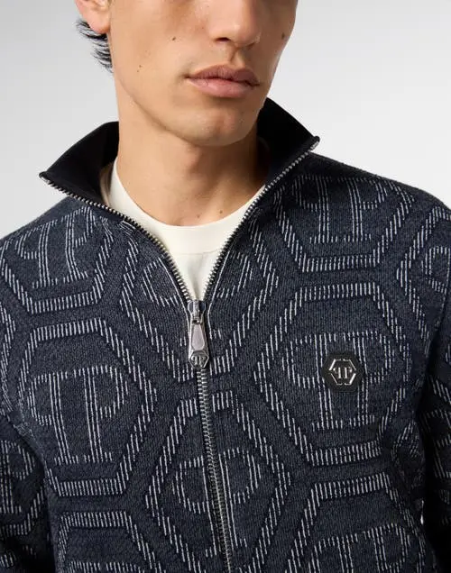 Philipp Plein Jacquard Tracksuit Jacket Monogram - Navy