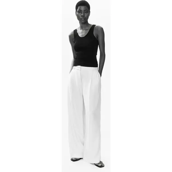 H&M Wide-leg Dress Pants - Cream