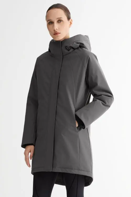 OROLAY Mid-length Windproof Parka Coat - Gray