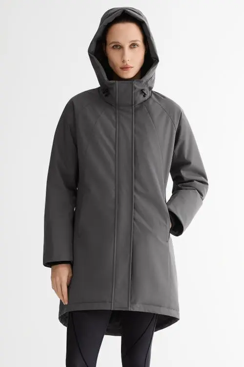 OROLAY Mid-length Windproof Parka Coat - Gray