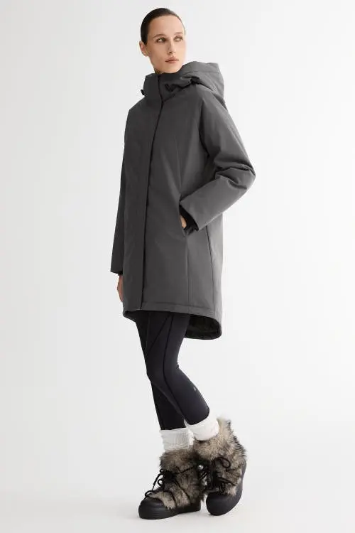 OROLAY Mid-length Windproof Parka Coat - Gray