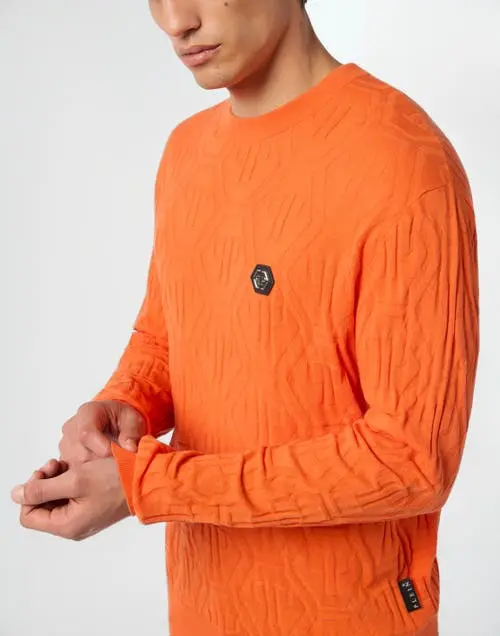 Philipp Plein Jacquard Round Neck Pullover Monogram - Orange