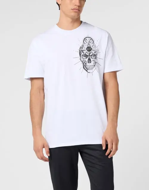 Philipp Plein Round Neck T-shirt Skull Tattoo - White