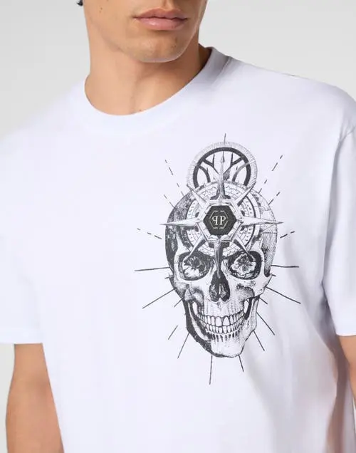 Philipp Plein Round Neck T-shirt Skull Tattoo
