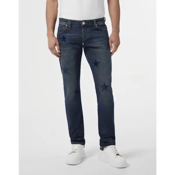 Philipp Plein Super Straight Cut Jeans Cocco Stars