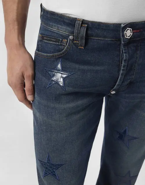 Philipp Plein Super Straight Cut Jeans Cocco Stars