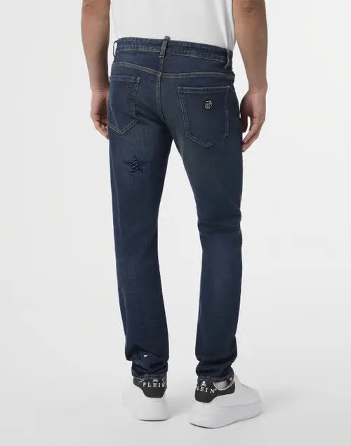 Philipp Plein Super Straight Cut Jeans Cocco Stars