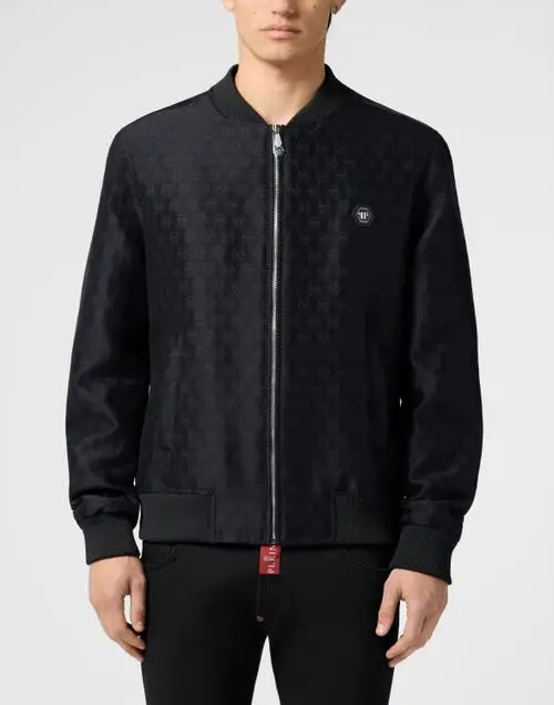 Philipp Plein Monogram Jacquard Bomber Jacket - Black
