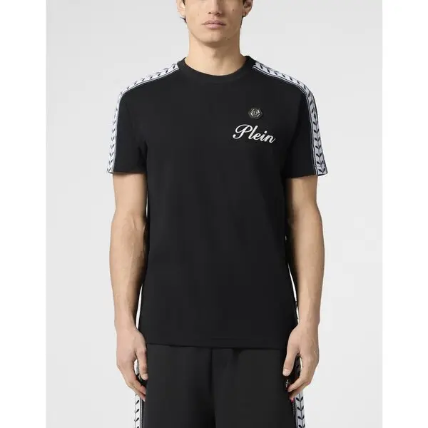 Philipp Plein Piquet Round Neck T-shirt Plein Tennis - Black
