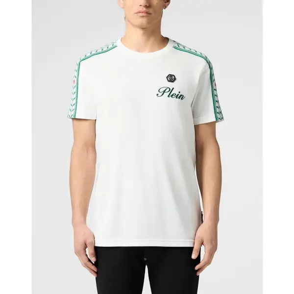 Philipp Plein Piquet Round Neck T-shirt Plein Tennis - Offwhite