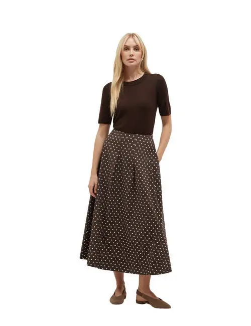 HOBBS LONDON Antonella A-line Midi Skirt - Brownivory
