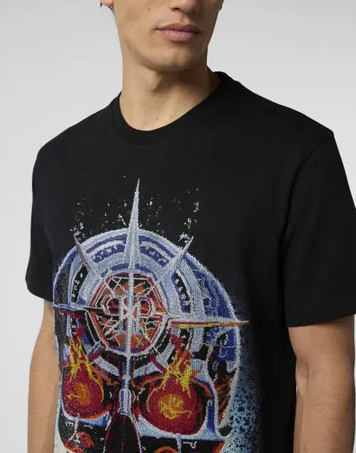 Philipp Plein Round Neck T-shirt Chrome Skull Stones