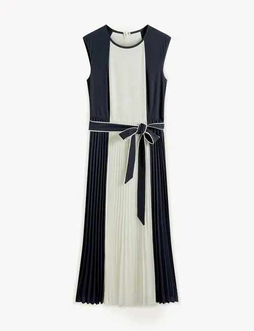 HOBBS LONDON Hattie Pleated Tie-waist Midi Dress - Midnightivory
