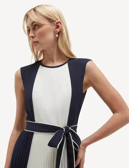 HOBBS LONDON Hattie Pleated Tie-waist Midi Dress - Midnightivory