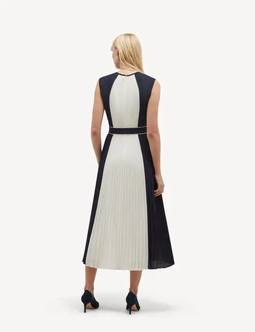 HOBBS LONDON Hattie Pleated Tie-waist Midi Dress - Midnightivory