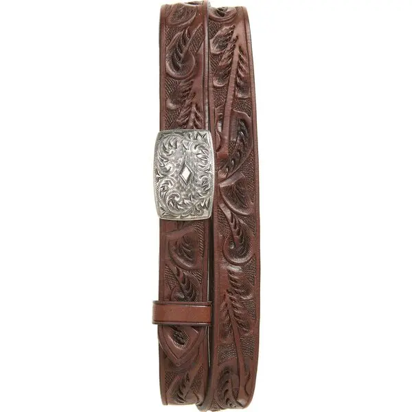 Double Rl Coleman Tooled Leather Belt