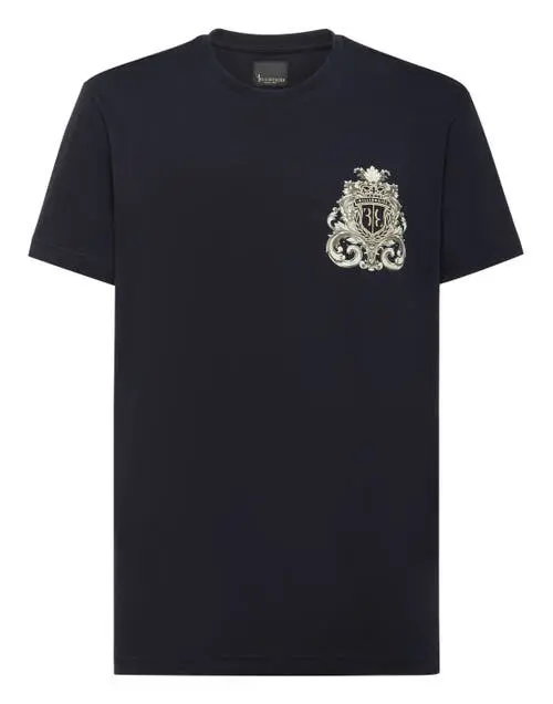BILLIONAIRE T-shirt Round Neck Ss Crest Baroque - Darkblue