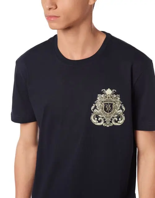 BILLIONAIRE T-shirt Round Neck Ss Crest Baroque - Darkblue