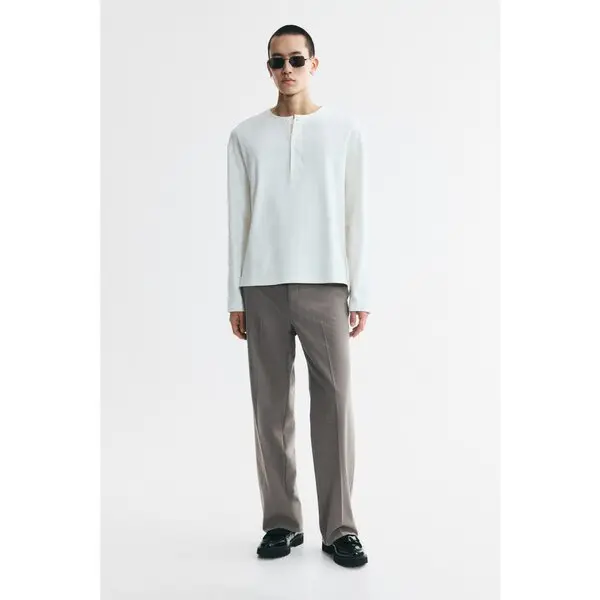 H&m Relaxed-fit Viscose Blend Trousers - Dark Taupe