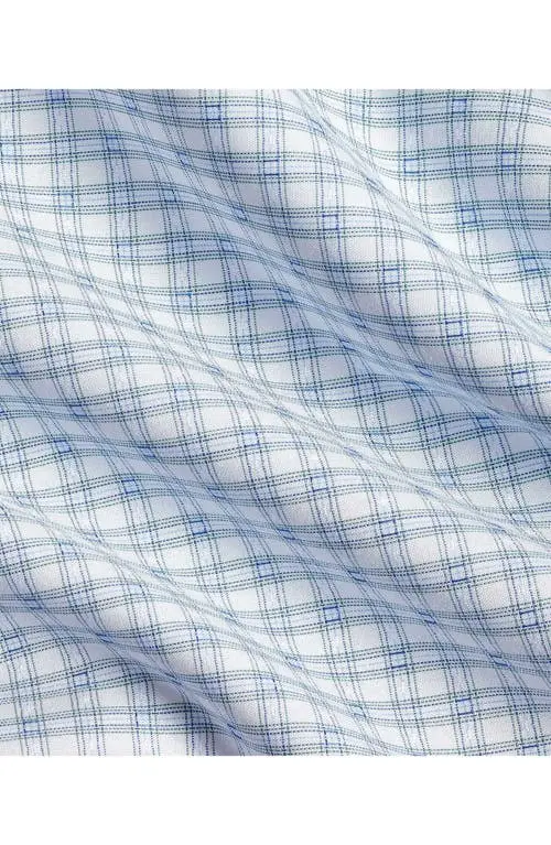 David Donahue Trim Fit Dobby Check Dress Shirt - White/green