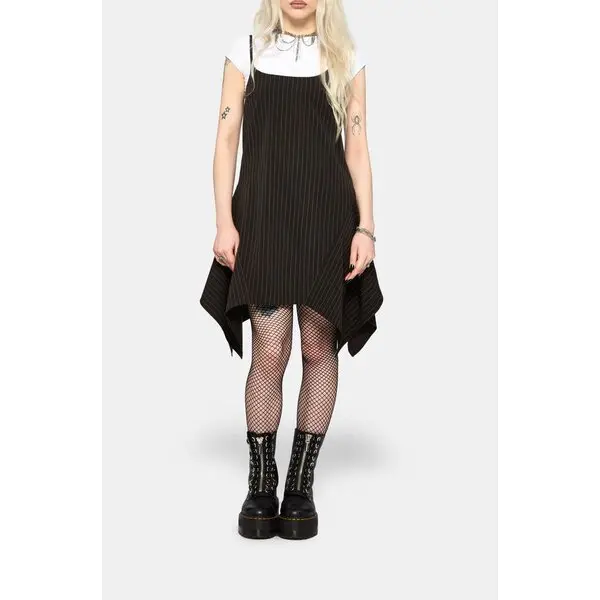 DISTURBIA Alecto Pinstripe Mini Dress - Black
