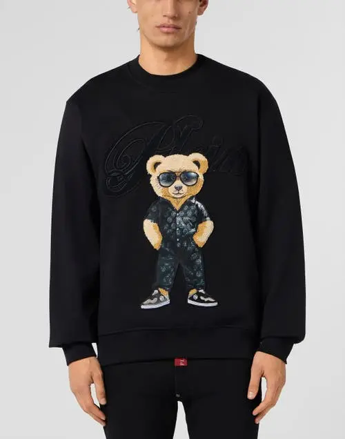 Philipp Plein Round Neck Sweatshirt Teddy - Black