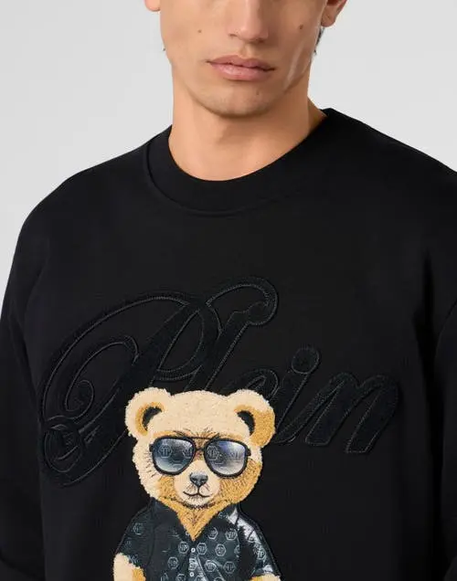 Philipp Plein Teddy Bear Embroidered Crewneck Sweatshirt