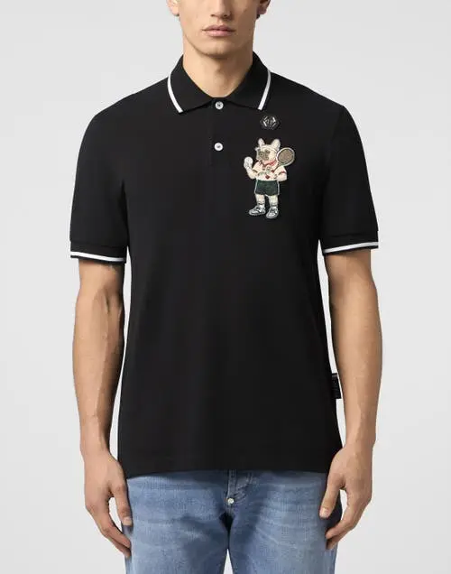 Philipp Plein Polo T-shirt New York Tennis Patch - Black