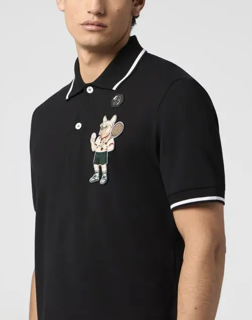 Philipp Plein Polo T-shirt New York Tennis Patch - Black