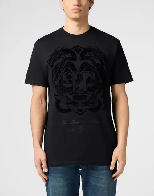 Philipp Plein Printed Round Neck T-shirt Dragon - Black