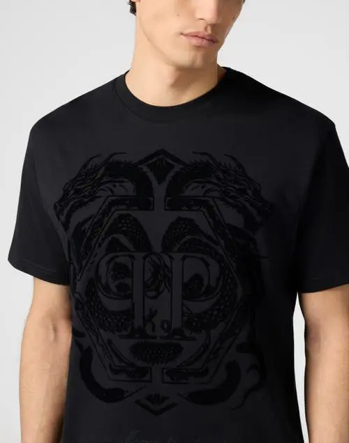 Philipp Plein Printed Round Neck T-shirt Dragon - Black