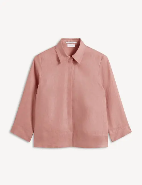 HOBBS LONDON Nita Three-quarter Sleeve Linen Shirt - Softpeachpink