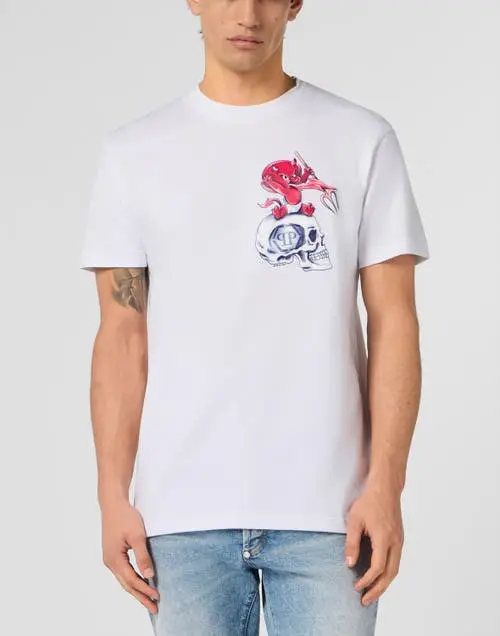 Philipp Plein Round Neck T-shirt Baby Devil - White